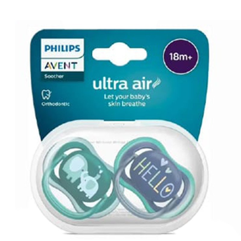 Philips Avent Ultra Air Orthodontic Dummies Baby Soother, Twin Pack