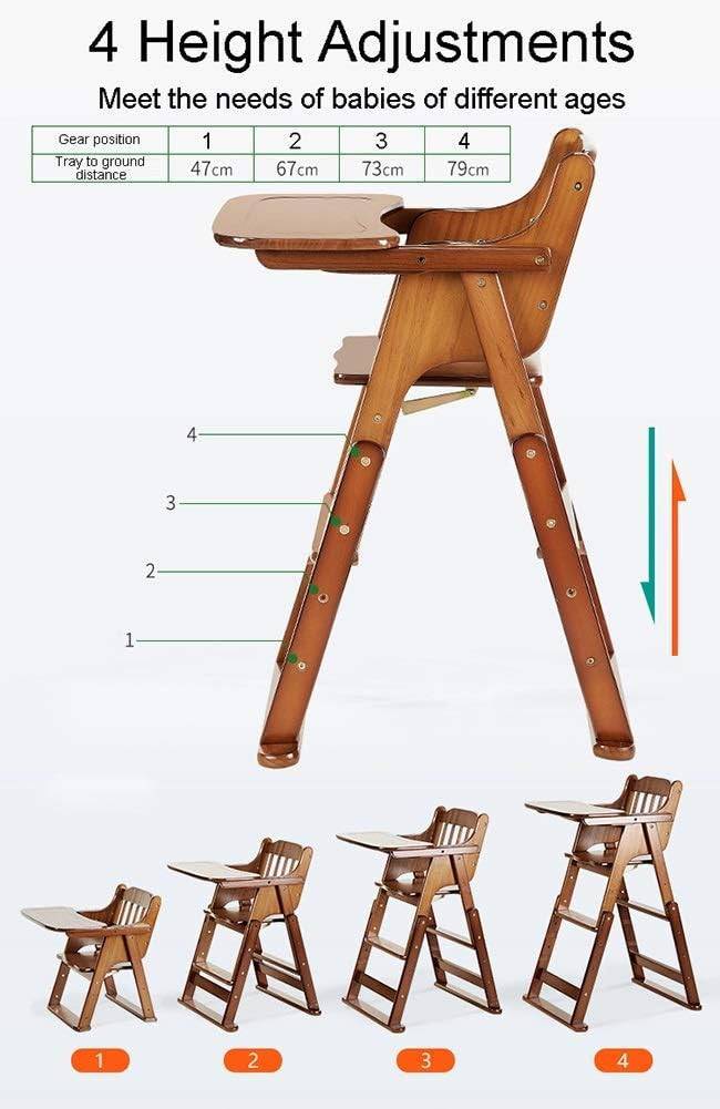 Adjustable & Foldable Wooden High Chair and Tray, Highchair for Babies ...