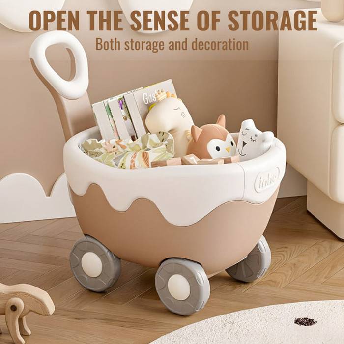 Cream Shopping Cart Walker Push Cart